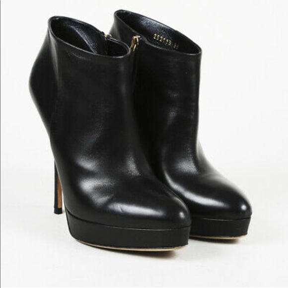 Gucci | Shoes | Gucci Stiletto Black Leather Ankle Booties | Poshmark